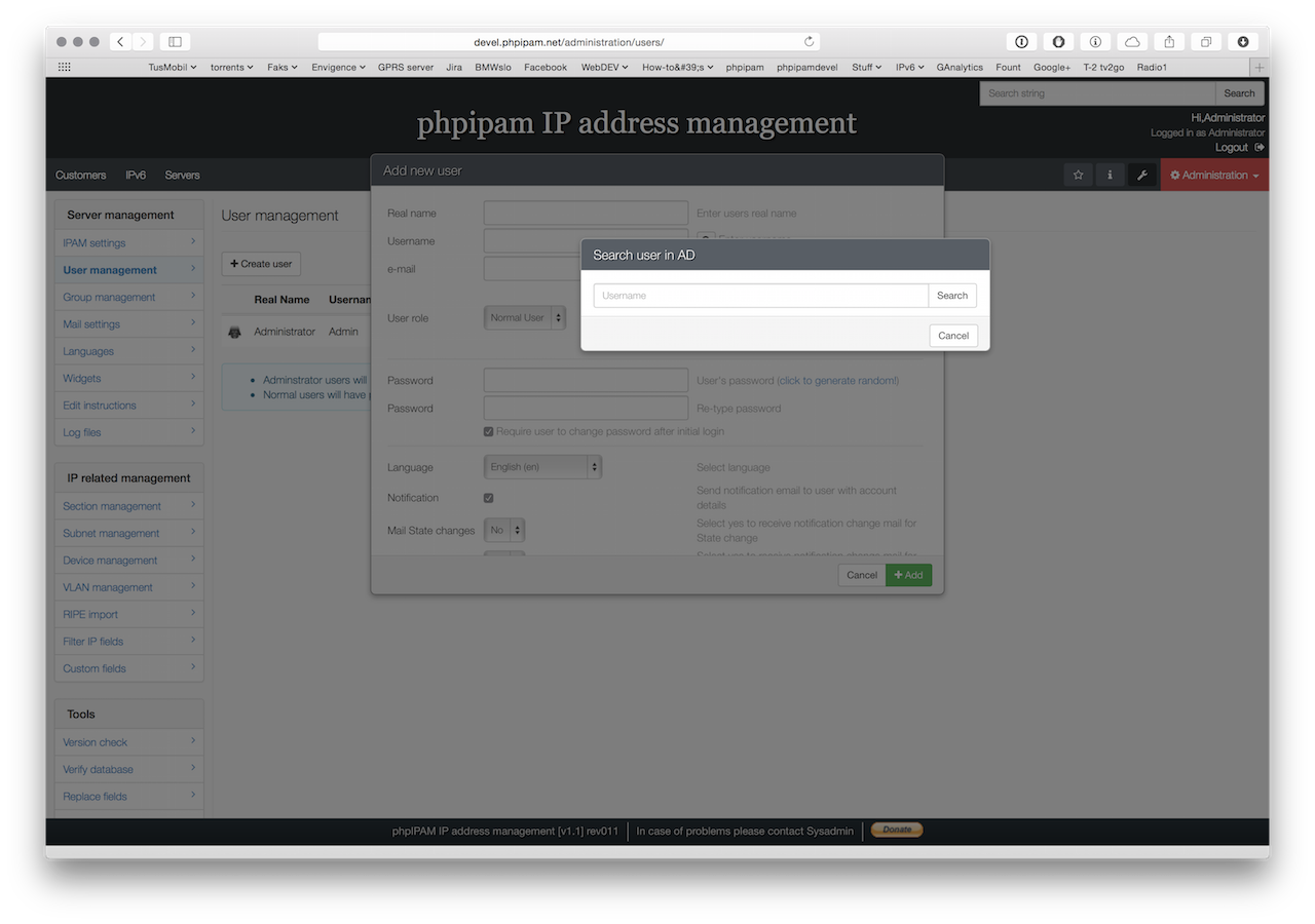 Screenshots – phpIPAM IP address management